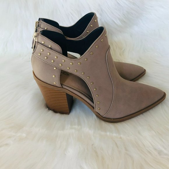 Mix No. 6 | Shoes | Nwob Mix No 6 Tan And Gold Stud Embellished Booties ...